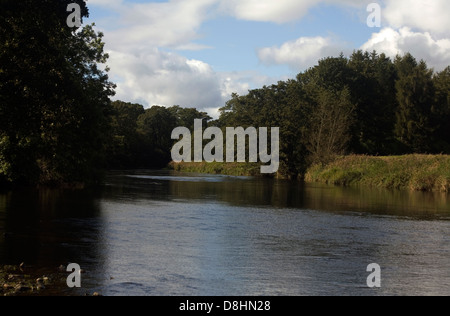The River Ure flowing through the lower part of Wensleydale near to ...