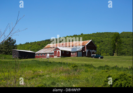 Vintage barn with rusty metal roof Stock Photo - Alamy