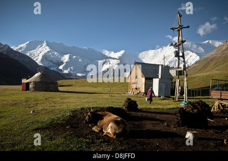 Semi-nomadic life in the Central Asian country of Kyrgyzstan Stock ...