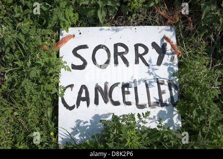 Car Boot sale Cancelled sign, by the side of the road Stock Photo - Alamy