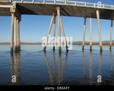 View of the underneath of the bridge crossing the Sacramento river at ...
