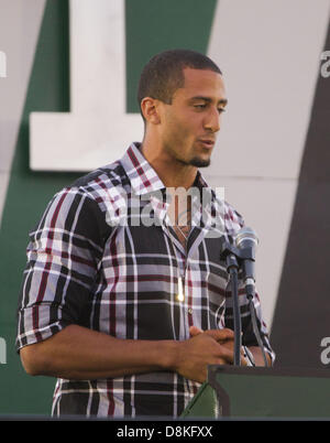 Turlock, CA, USA. May 30, 2013. Pitman High School head coach Brandon ...