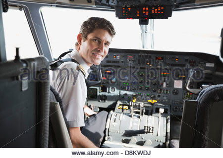 Flight instruments on an instrument panel in a cockpit of Boeing 777 ...