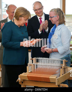 Grimmen, Germany. 31st May 2013. German Chancellor Angela Merkel is ...