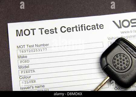 A British MOT Test certificate as issued by the VOSA (Vehicle ...