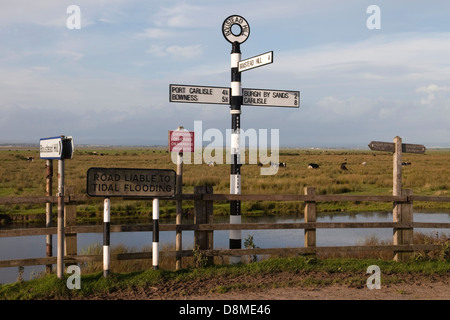 Sign post on Hadrian's Wall trail at Birdoswald, Cumbria, UK Stock ...