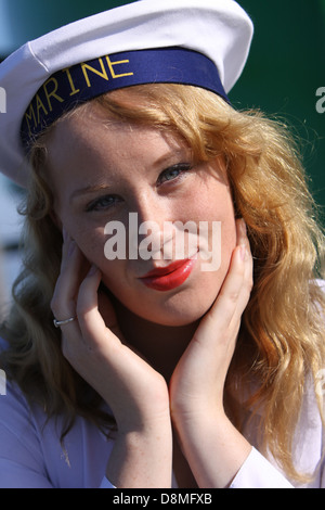 ginger woman in sailor's outfit Stock Photo - Alamy