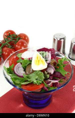 Chief salad with egg, olives, tomatoes, onions, radishes and leaf salad ...