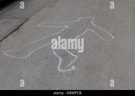 Chalk outline man figure body silhouette drawing fallen injury accident ...