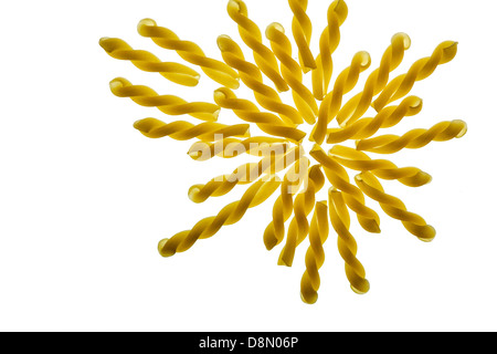 Pasta close-up. Fusilli spirale , isolated on white background. Full ...