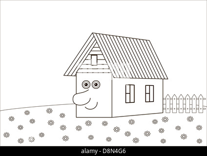 The house with a human face, contours Stock Photo - Alamy