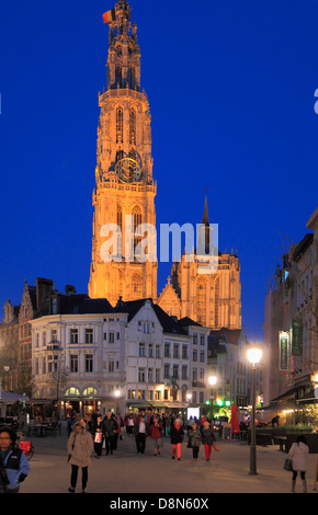 Cathedral at night Suikerrui Antwerp Belgium Stock Photo - Alamy