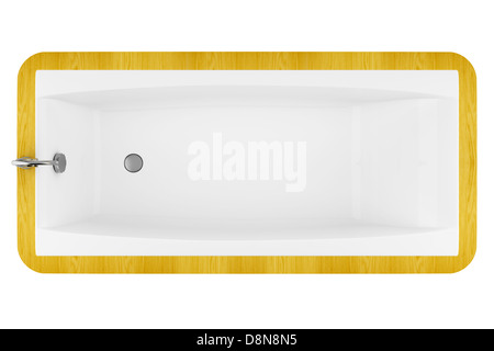 top view of modern wooden bathtub isolated on white background Stock ...