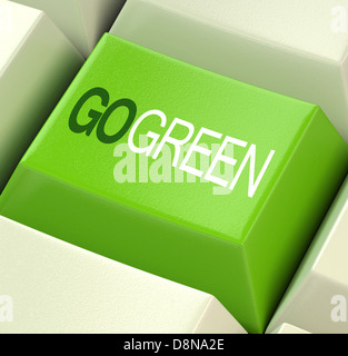 Go Green Computer Key Showing Recycling And Eco Friendliness Stock ...