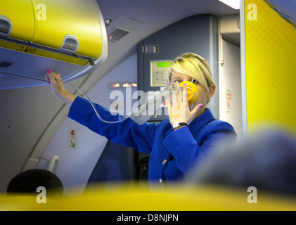 Safety demonstration aboard a Ryanair flight Stock Photo: 59046533 - Alamy