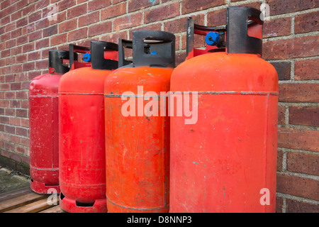orange propane cylinders Stock Photo - Alamy