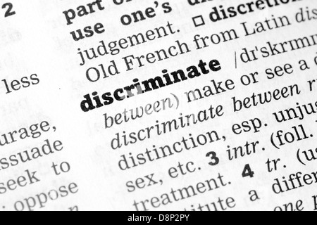 Discriminate Dictionary Definition single word with soft focus Stock ...