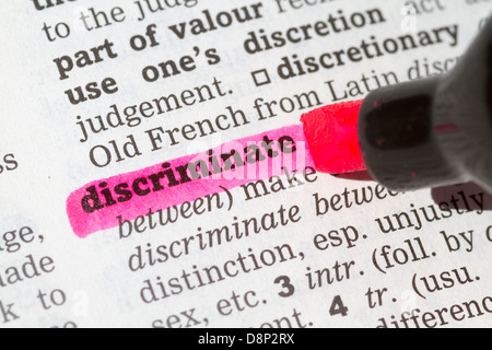 Discriminate Dictionary Definition single word with soft focus Stock ...