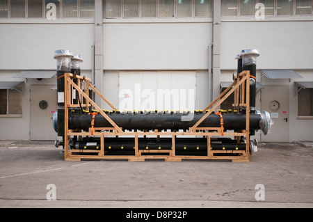 A pallet of plastic piping is waiting for shipping Stock Photo - Alamy