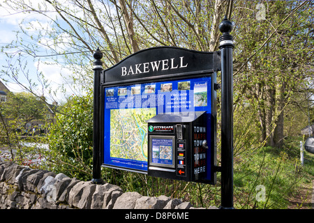 Bakewell town map and information sign Stock Photo - Alamy