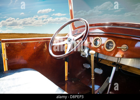 An interior of the blue retro old car Stock Photo - Alamy