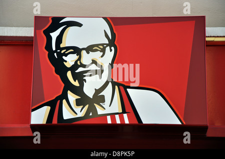 KFC Kentucky Fried Chicken logo sign in neon at night London W1 England ...