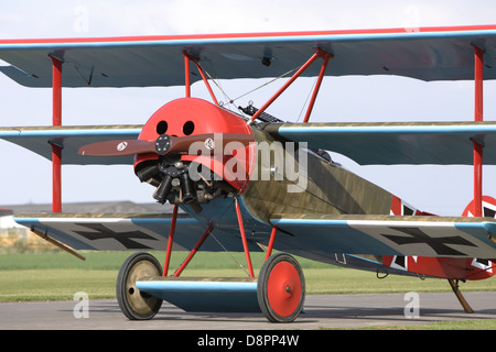 WW1 Fokker Triplane replica at Breighton airfield,Yorkshire,UK Stock ...