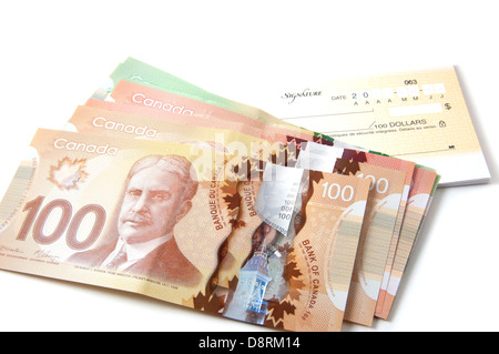 A series of 100 hundred Canadian dollars in brown envelop Stock Photo ...