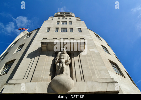 Eric Gill's statue of Ariel and Prospero on the front of BBC ...