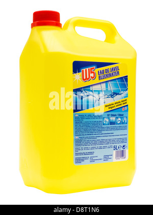 Bleach bottle with label. Yellow Plastic container Stock Photo - Alamy