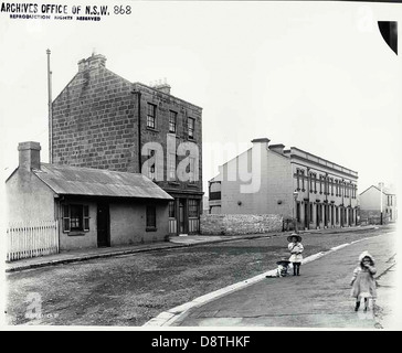 This historical image captures Gloucester Street in The Rocks, Sydney ...