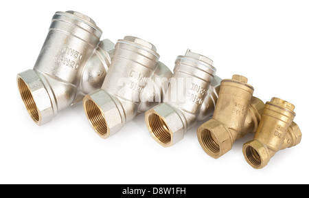 A row of wye metal fittings of different diameter Stock Photo - Alamy