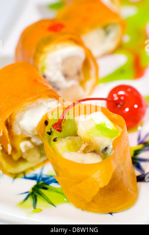 sweet rolls and sushi. Japanese food, tasty of meal for lunch Stock ...