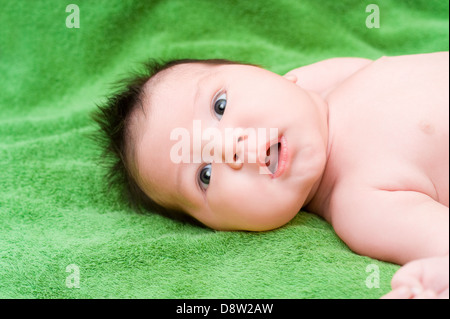 a one month old caucasian brunette baby Stock Photo - Alamy