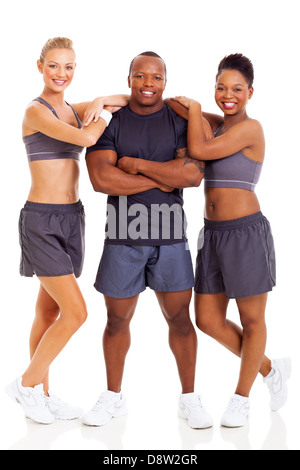 Group of young people over white background very happy pointing with ...