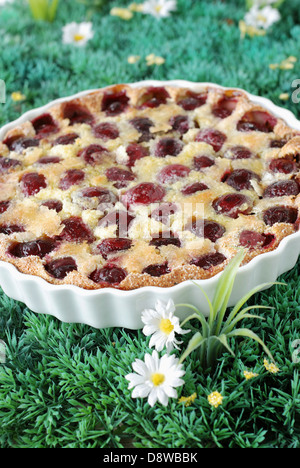 cherry clafoutis batter pudding (step by step: final Stock Photo - Alamy
