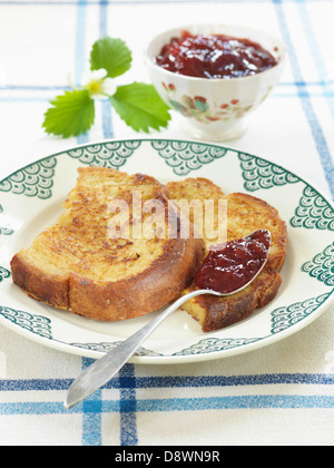 French toast and strawberry jam Stock Photo - Alamy