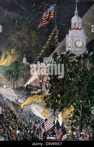 1800s FOURTH OF JULY CELEBRATION IN CENTRE SQUARE 1819 PAINTING BY J L ...