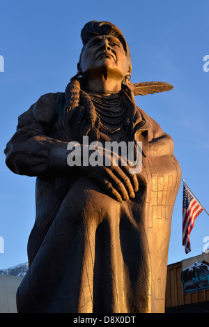 Bronze statue of Chief Joseph in downtown Joseph, Oregon Stock Photo ...