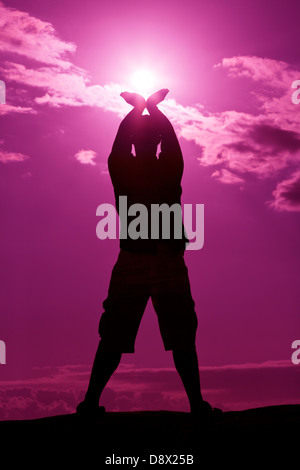 Green energy concept above the hands of a man in background Stock Photo ...