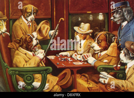 Dogs Playing Poker by Cassius Marcellus Coolidge - Editorial use only ...
