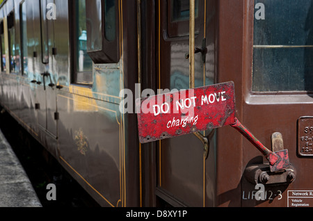Detail of the signs on a British Rail first class Railway carriage at ...