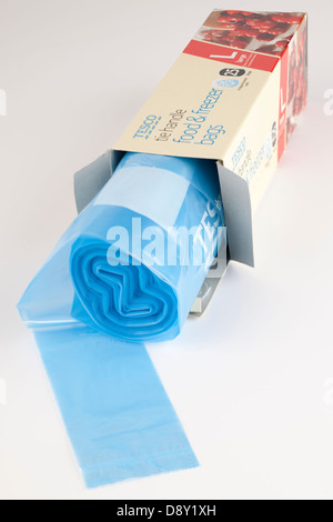 Roll of blue freezer bags Stock Photo - Alamy