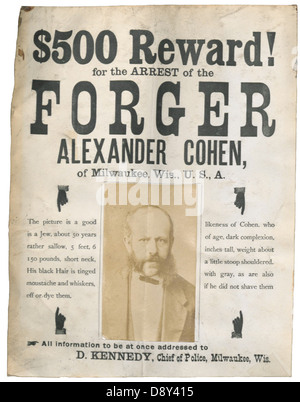 A 19th-century police reward poster offering $1,000 for information on ...