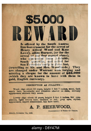This 19th-century 'Wanted' poster offers a $5,000 reward for criminals ...