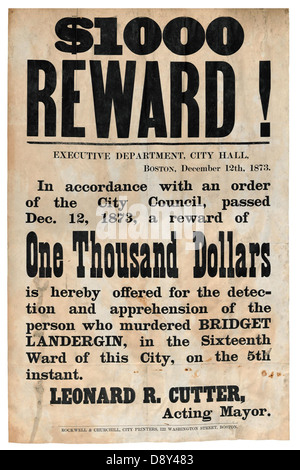 This 19th-century 'Wanted' poster offers a $5,000 reward for criminals ...