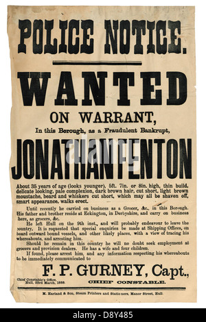 A 19th-century police reward poster offering $1,000 for information on ...