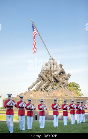 U.S. Marines with the U.S. Marine Drum and Bugle Corps, perform during ...