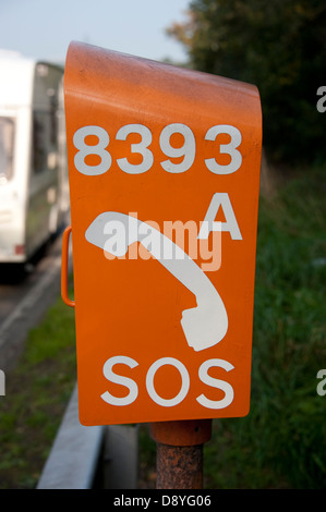 SOS Emergency Motorway phone UK Orange Stock Photo - Alamy