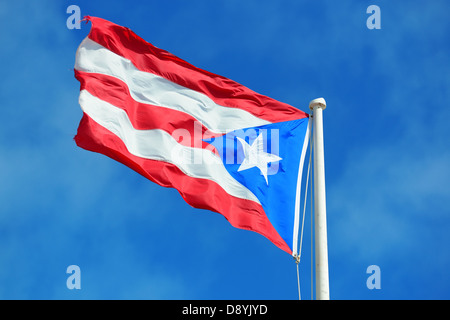Puerto Rico state flag fly with blue sky in San Juan Stock Photo - Alamy